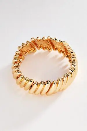 Anthropologie Textured Metal Stretch Bracelet - Gold