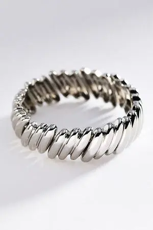 Anthropologie Textured Metal Stretch Bracelet Silver