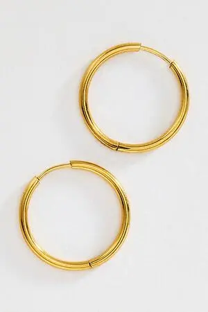 Anthropologie Water Resistant Classic Hoop Earrgs - Gold
