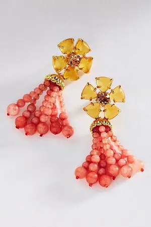 Loren Hope Talia Tassel Drop Earrgs - Coral