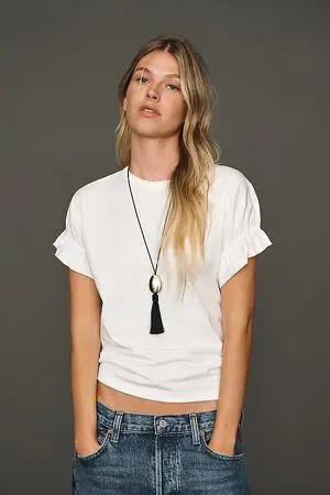 NATION LOS ANGELES Arline Top With Ruffled Sleeves - Porcelain