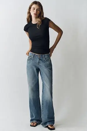 7 For All Mankind Low-rise Straight-leg Jeans - Medium Denim