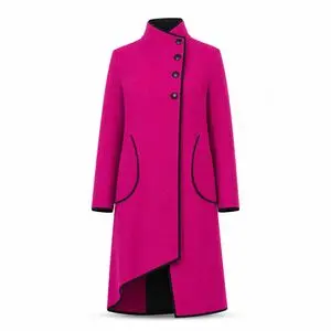 NIKKA PLACE Boiled Wool Buttoned Cardigan With Big Pockets In Hot Color - Pink