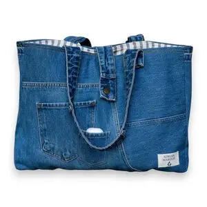 LEATHERE Heritage Denim Tote Upcycled - Blue