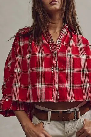Free People We The Free Mira Plaid Top