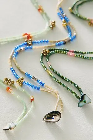 Free People Free People Muse Beaded Anklet Ochre/sea