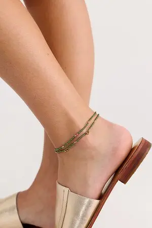 Free People Muse Semi-precious Beaded Anklet - Watermelon