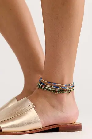 Free People Muse Semi-precious Beaded Anklet - Watermelon