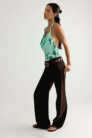 Free People Amalina Printed Halter Top - Aqua Combo