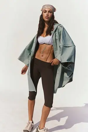 Free People Two-in-one Convertible Rain Poncho - Sage