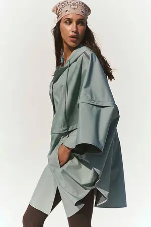 Free People Two-in-one Convertible Rain Poncho - Sage