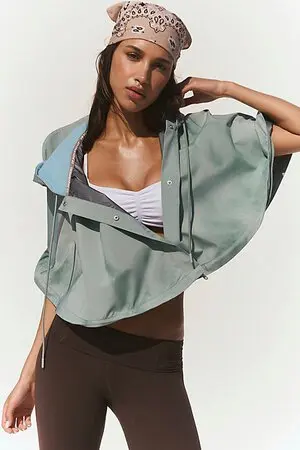 Free People Two-in-one Convertible Rain Poncho - Sage