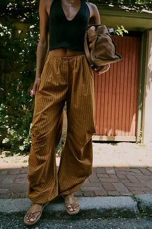 Free People Maribella Balloon Silhouette Pants - Olive Combo