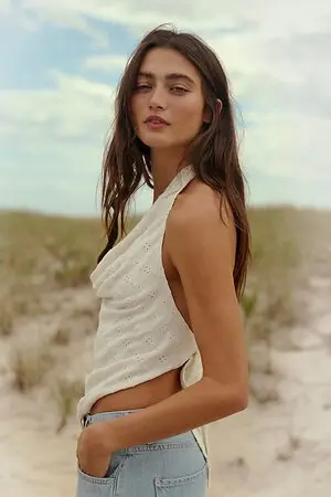Free People Luna Eyelet Halter Top