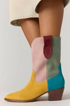CHARLOTTE STONE SHOES Colorblock Western Boots