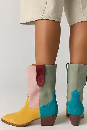 CHARLOTTE STONE SHOES Colorblock Western Boots