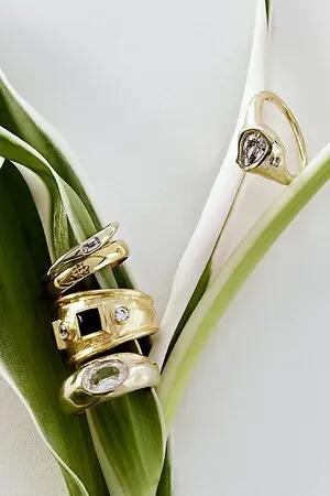 GHOST LONDON Star Engraved White Topaz Ring