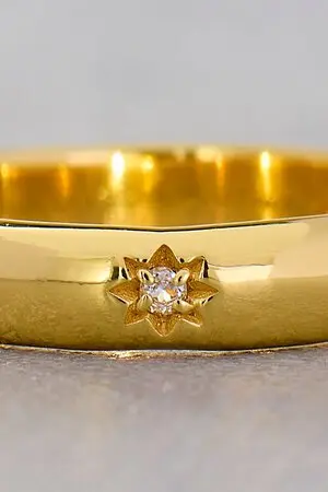 GHOST LONDON Star Engraved White Topaz Ring
