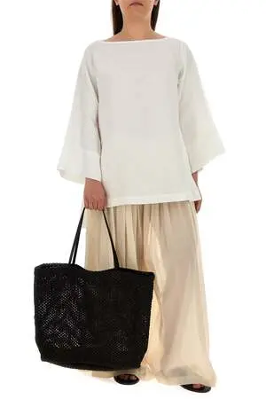 THE ROW Cream Cotton Berenice Wide-leg Pant