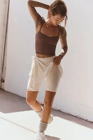 Free People My Tie Skirted Biker Shorts - Ivory