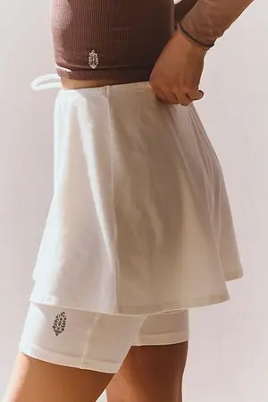 Free People My Tie Skirted Biker Shorts - Ivory