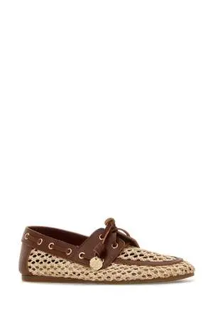 ANCIENT GREEK SANDALS Two-tone Raffia And Leather Pliaria Loafers