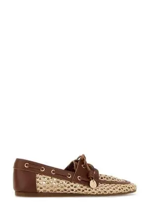 ANCIENT GREEK SANDALS Two-tone Raffia And Leather Pliaria Loafers