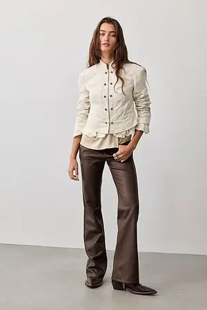Free People Cloud Nine Ruffle Jacket - Tea Combo