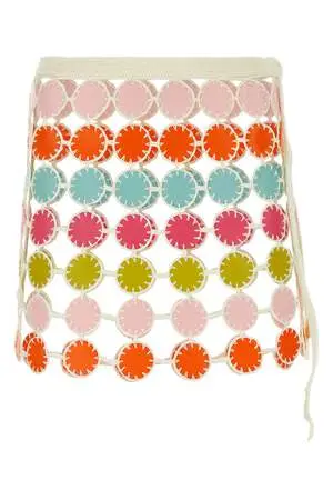 My Beachy Side Multicolor Crochet Mini Skirt - White