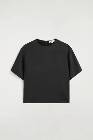 Cos Oversized Satin T-shirt - Black