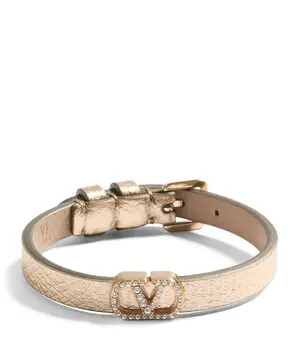 Valentino Garavani Leather Vlogo Signature Bracelet - Pink