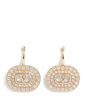 Valentino Garavani Embellished Vlogo Signature Drop Earrings - Gold