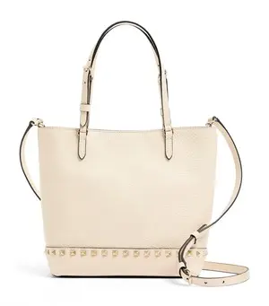 Valentino Garavani Leather Rockstud Tote Bag - White