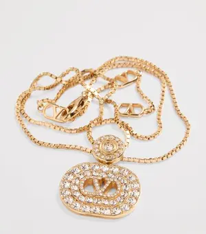 Valentino Garavani Crystal Vlogo Signature Pendant Necklace