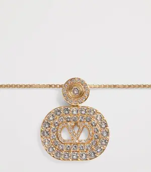 Valentino Garavani Crystal Vlogo Signature Pendant Necklace