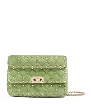 Valentino Garavani Small Suede Rockstud Spike Shoulder Bag - Green