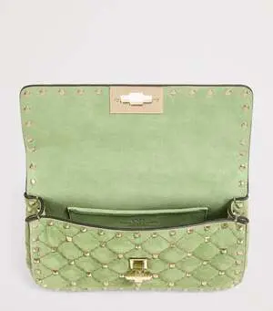 Valentino Garavani Small Suede Rockstud Spike Shoulder Bag