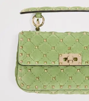 Valentino Garavani Small Suede Rockstud Spike Shoulder Bag