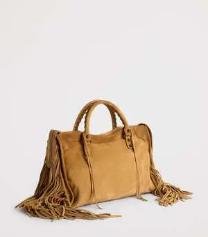 Balenciaga Small Suede Fringe Le City Top-handle Bag