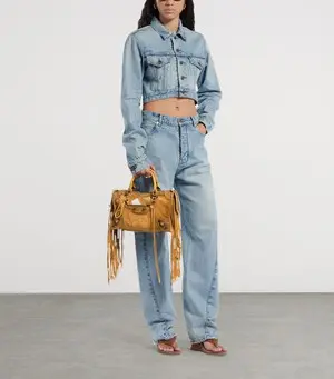 Balenciaga Small Suede Fringe Le City Top-handle Bag