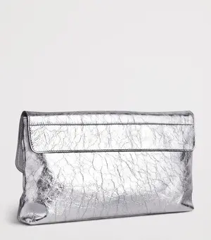 Balenciaga Lambskin Le City Clutch Bag - Silver