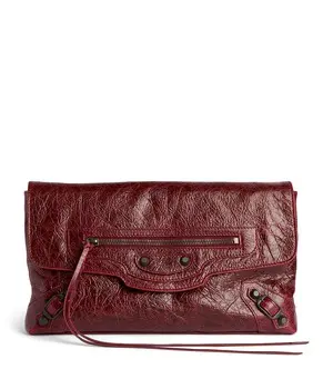 Balenciaga Lambskin Le City Clutch Bag - Burgundy