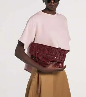 Balenciaga Lambskin Le City Clutch Bag - Burgundy