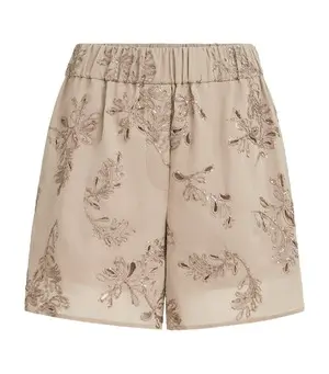 Brunello Cucinelli Cotton Organza Bermuda Shorts - Beige