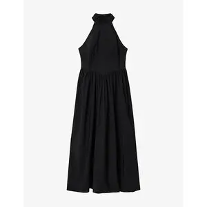 ALLSAINTS Arora Halter-neck Stretch Cotton-blend Midi Dress