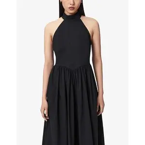 ALLSAINTS Arora Halter-neck Stretch Cotton-blend Midi Dress