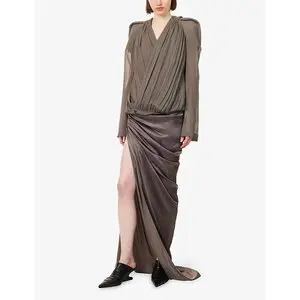 Rick Owens Edfu Side-slit Satin Maxi Skirt