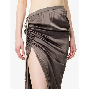 Rick Owens Edfu Side-slit Satin Maxi Skirt