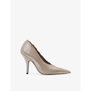 ALLSAINTS Vera Heeled Leather Court Shoes - Silver