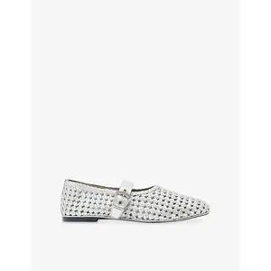 ALLSAINTS Sabine Woven Leather Ballet Flats - Silver